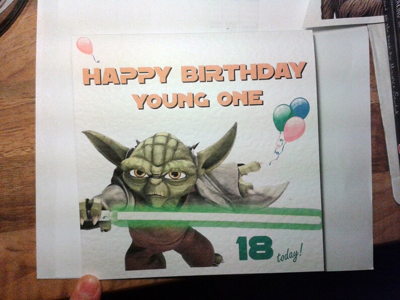 Handmade Star Wars Yoda Birthday Card Style 1 You Choose Age | Etsy