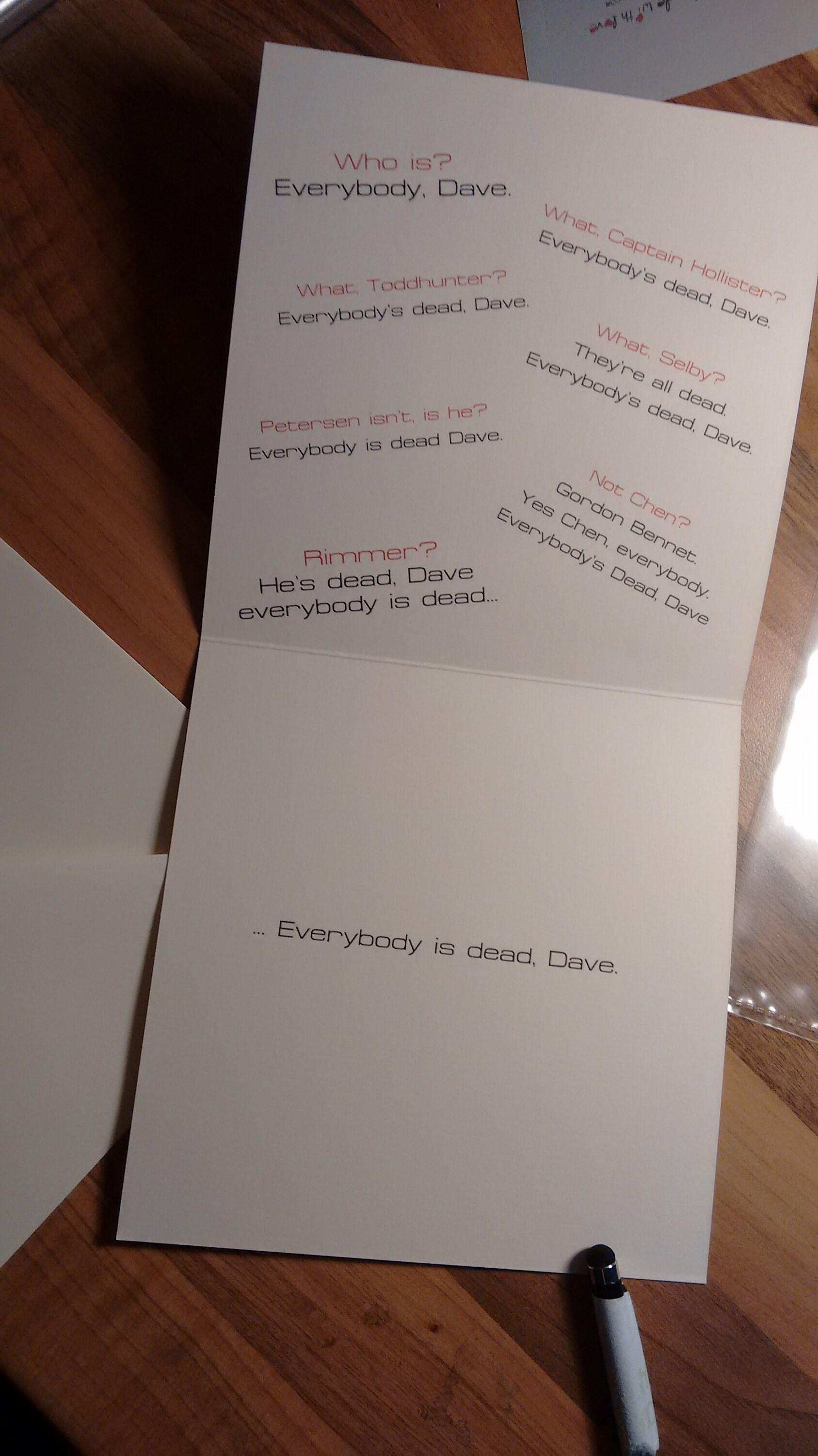 UPDATED Homemade Red Dwarf Card. Holly. Everybody's Dead | Etsy UK