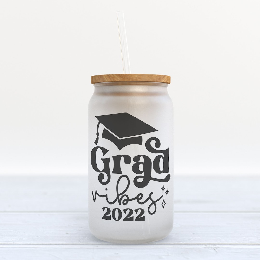 Beer Can Glass, Grad, 2022, Graduation Cap, Iced Coffee Cup, Graduation ...