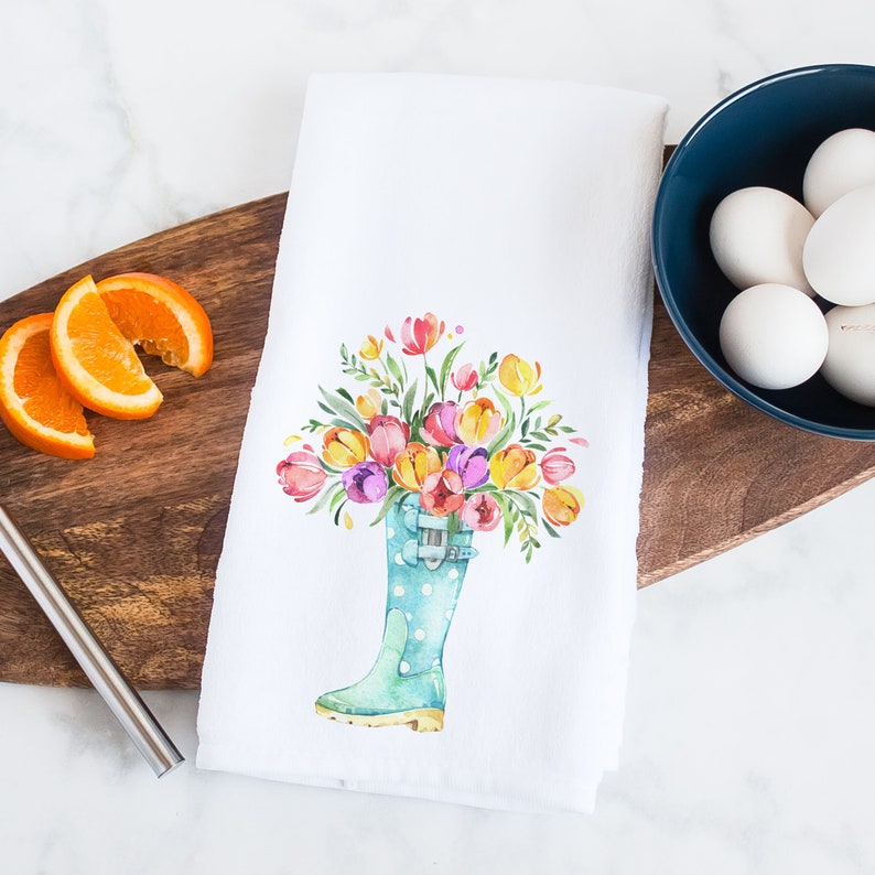 Spring Floral Kitchen Towel Spring Decorative Towel Rustic | Etsy