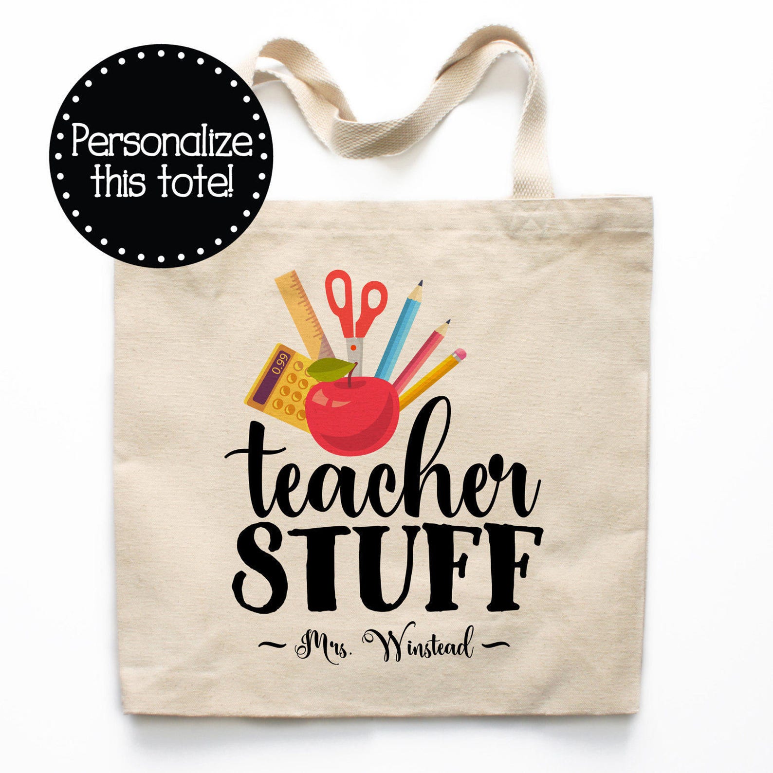 Teacher Stuff Tote Teacher Gifts Personalized Teacher Tote - Etsy