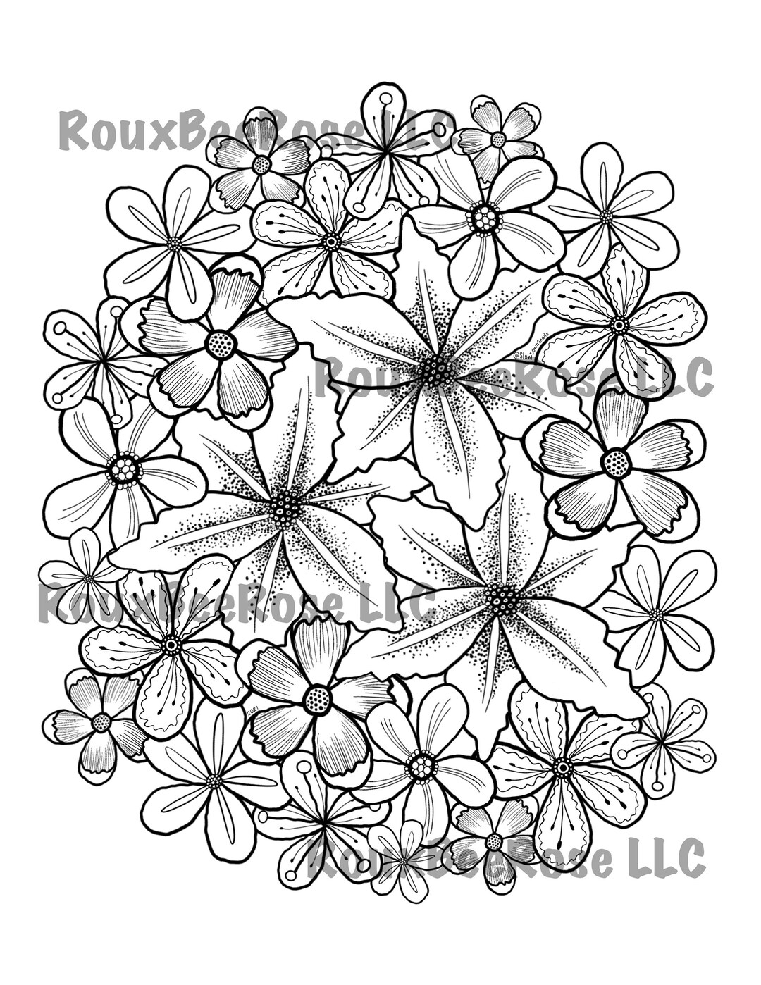 Flowers Collage Delta Coloring Sheet - Etsy