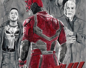 Daredevil Pixel Art Small Print - Etsy