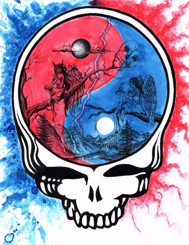 Grateful Dead Skull Ying and Yang - Etsy