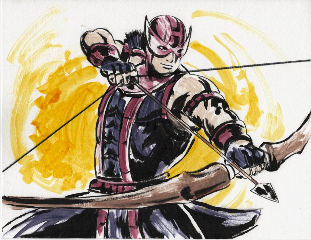 Hawkeye Marvel Hero Avenger Art - Etsy