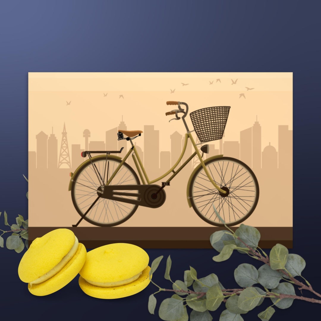 Vintage Bicycle Postcard: Cityscape Art Print - Etsy