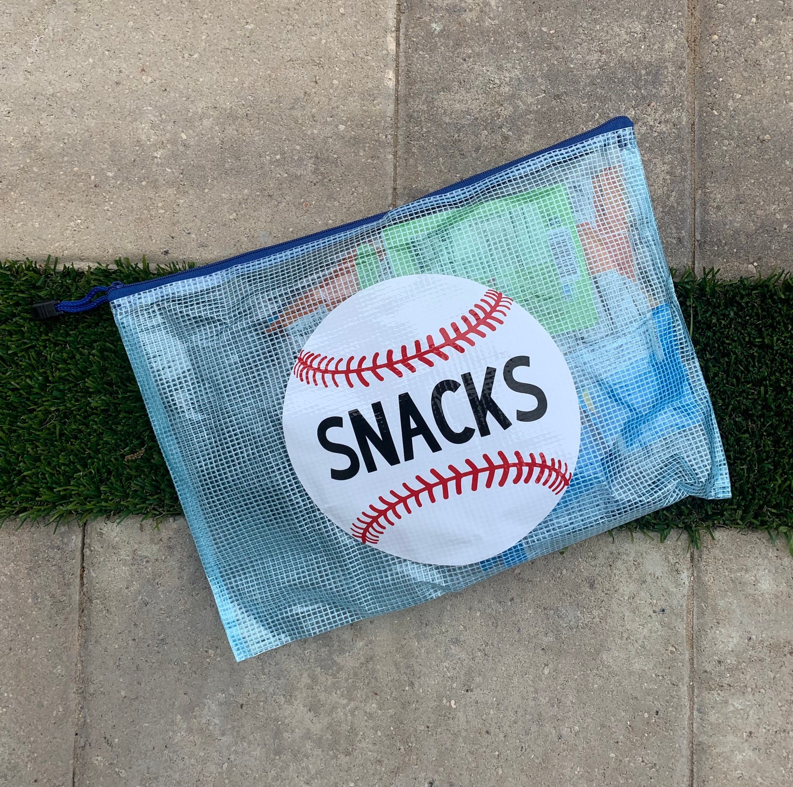 Baseball Snack Bag Custom Water Resistant Zipper Bag Pouch - Etsy