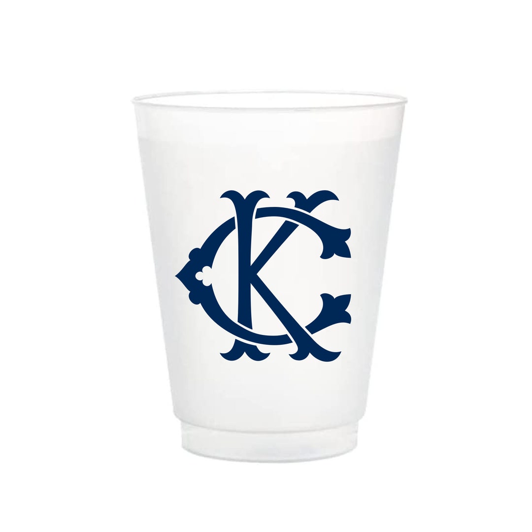 Interlocking Ornate Monogram Frosted Cup | Plastic Custom Frost Flex ...
