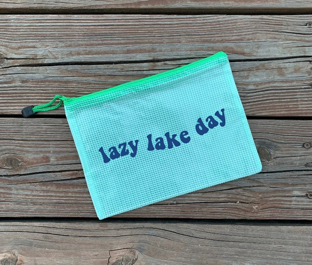 Lazy Lake Day Water Resistant Zipper Bag Pouch | Summer Wet Dry Bag for ...