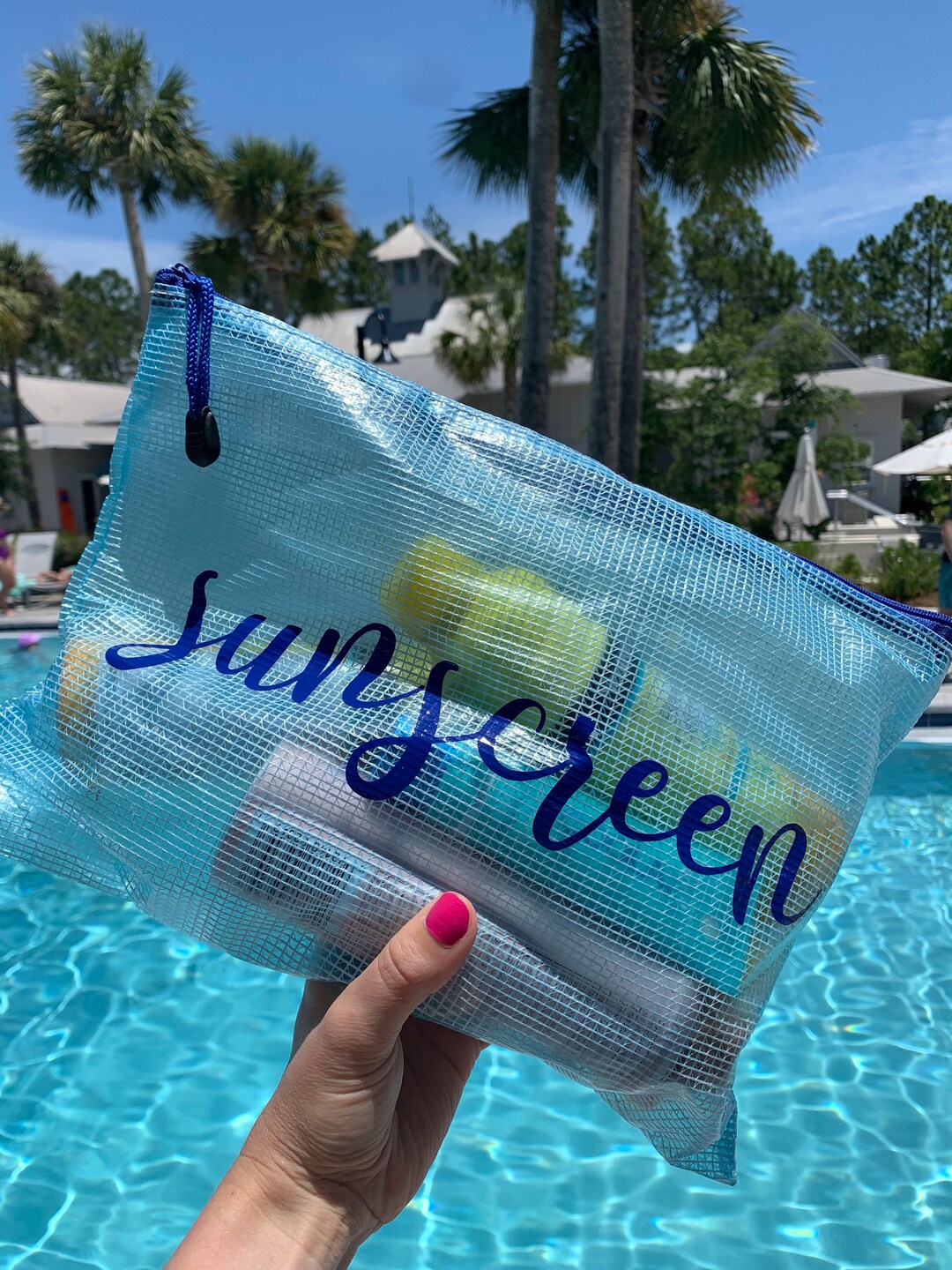 Sunscreen Storage Bag | Custom Water Resistant Zipper Bag Pouch | Wet ...