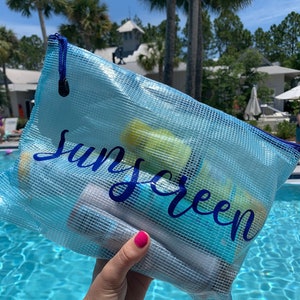 Sunscreen Storage Bag | Custom Water Resistant Zipper Bag Pouch | Wet ...
