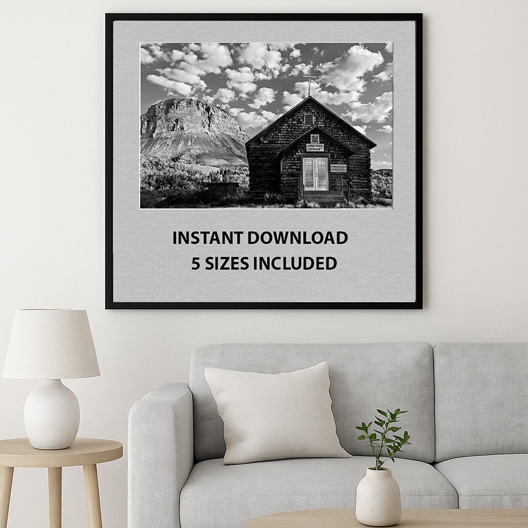 Rustic Cowboy Chapel Print in Black and White. Western Colorado ...