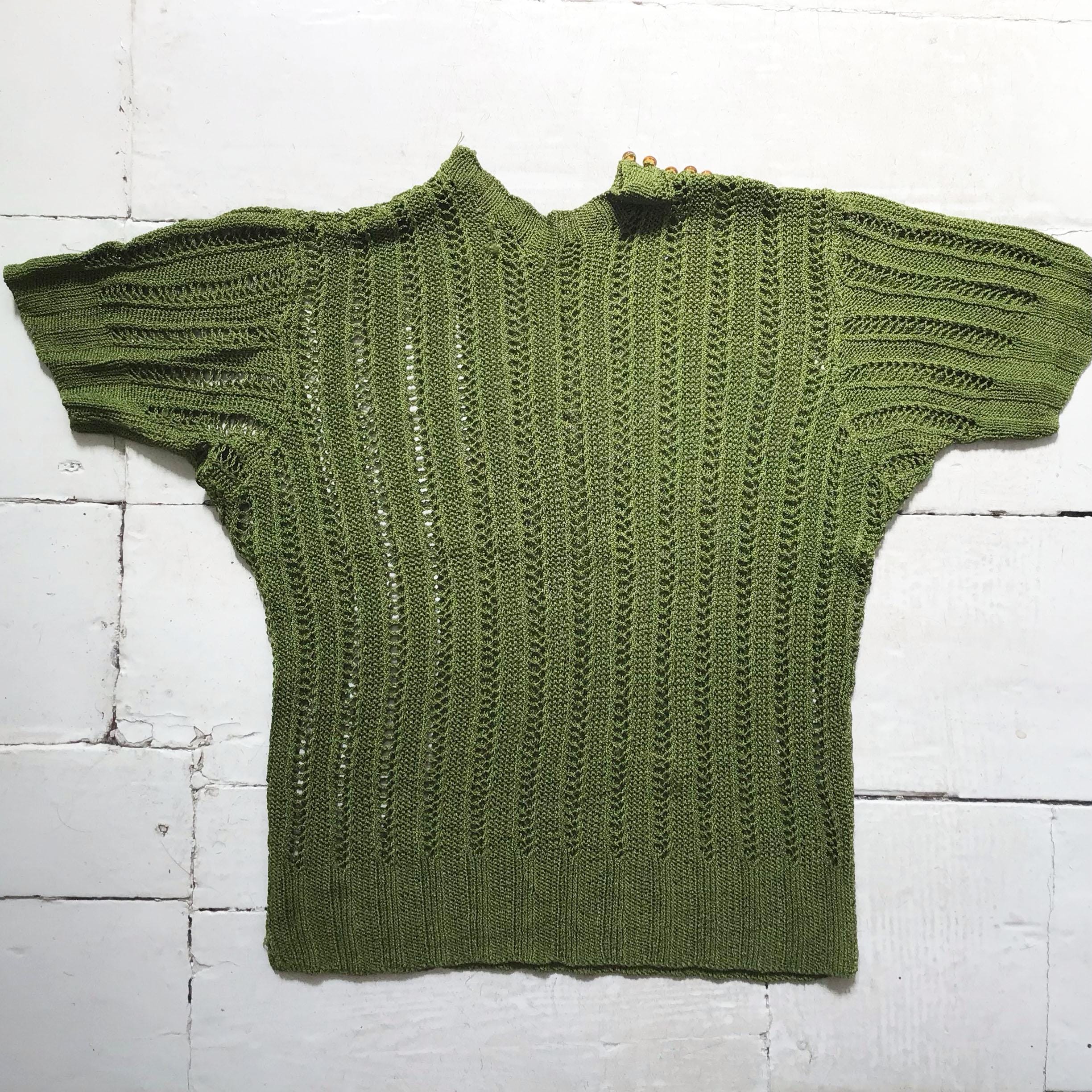 Vintage 1930s 1940s Crochet / Knitted Jumper Blouse With Buttons / Land ...