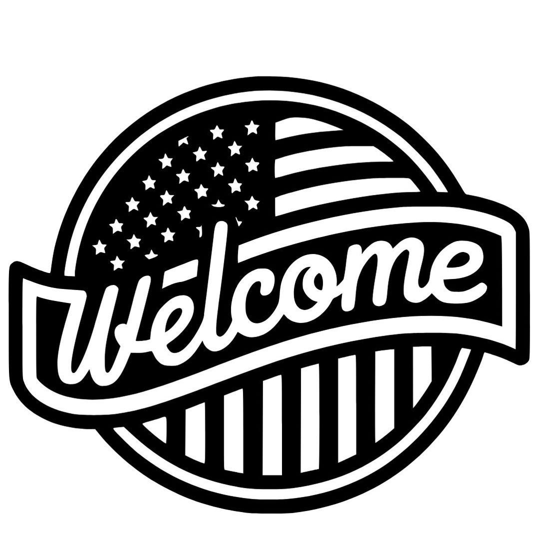 Welcome Sign American Flag SVG | SVG | Welcome Sign | Circular Sign for ...