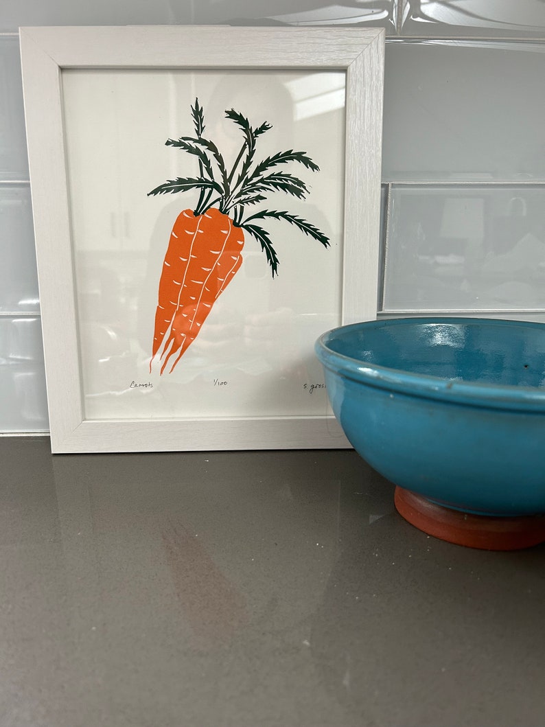 Block Print | Carrots | Handmade Original Artwork | Unframed - Etsy