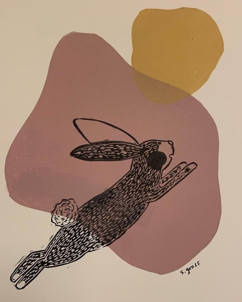 Block Print Rabbit Whale and Owl Original Handmade - Etsy