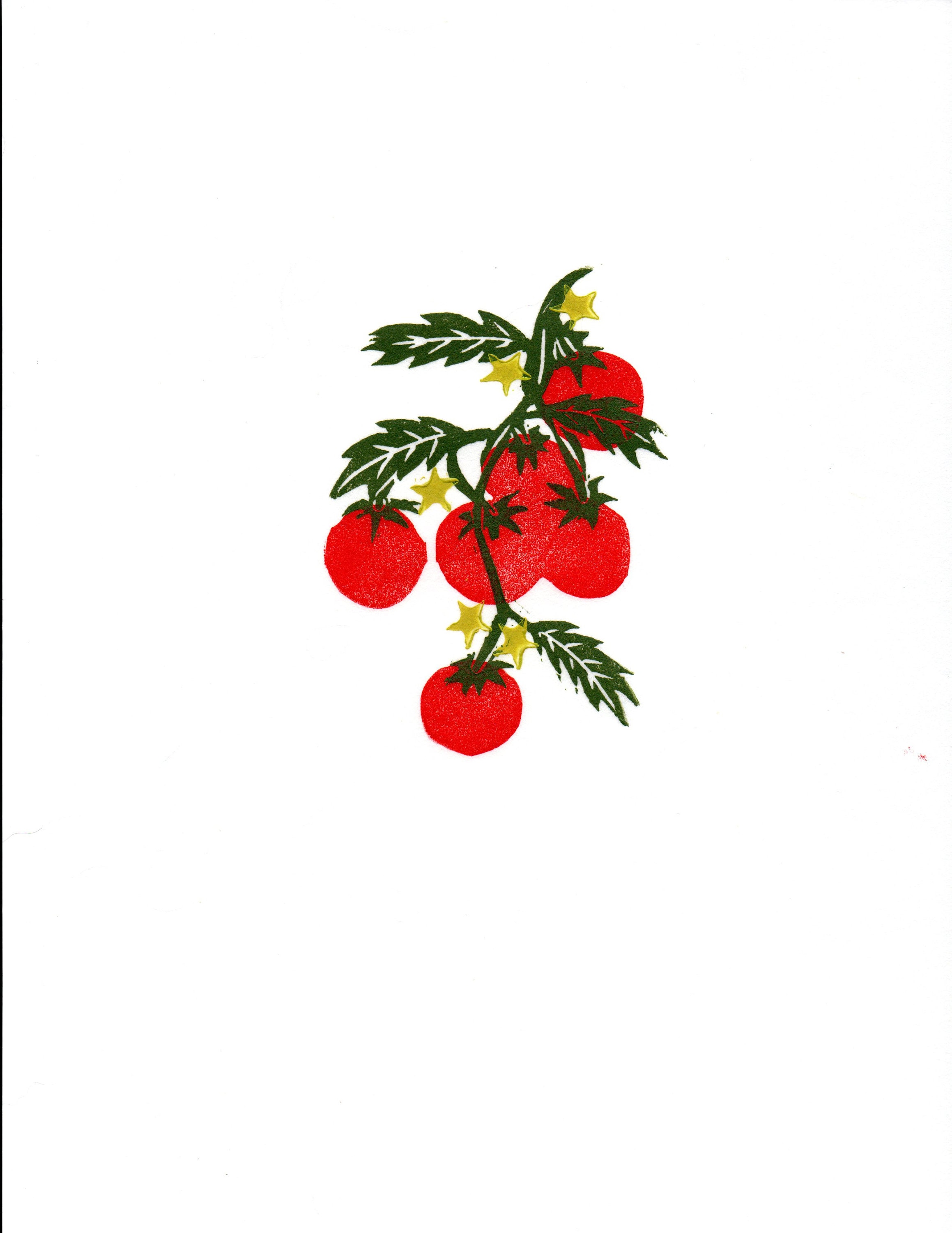 Block Print | Cherry Tomatoes | Handmade Original Artwork | Unframed - Etsy