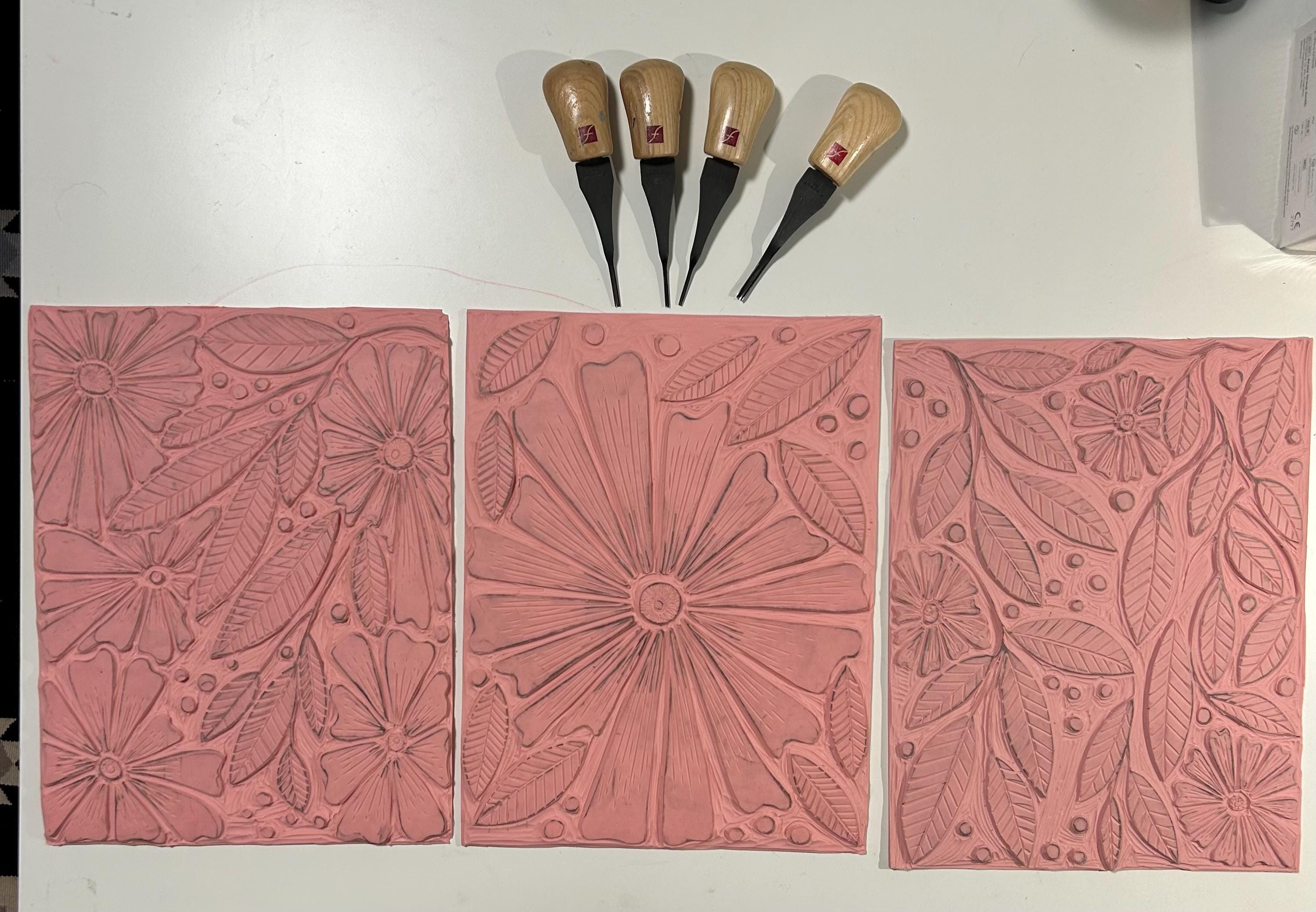 NEW Linocut Print | Triptych of Spring Flowers | Handmade Original Art ...