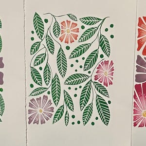 NEW Linocut Print | Spring Flowers | Handmade Original Art | Unframed ...