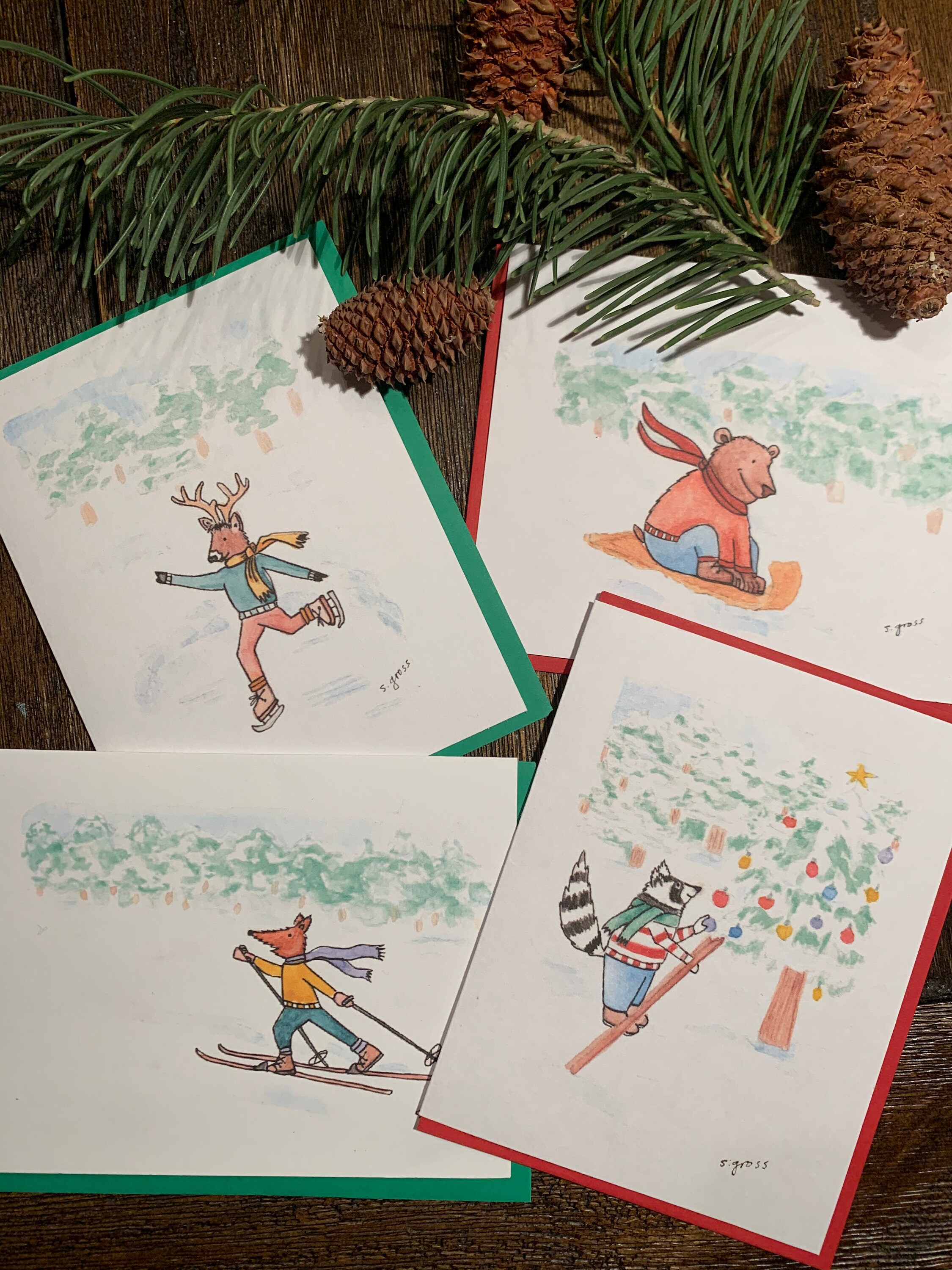 Holiday Card Set for Kids Kids Christmas Cards Artist-made - Etsy