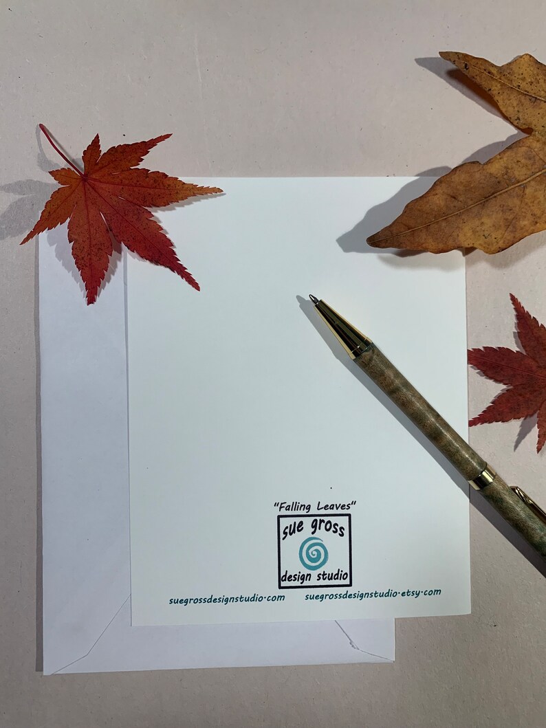 Notecard Falling Leaves Blank Cards Original Artist Made Cards - Etsy
