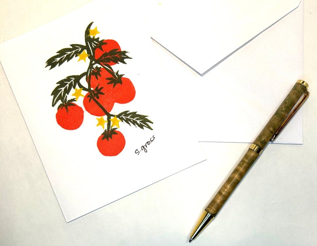 Notecard | Cherry Tomatoes | Blank Card | Original Block Print Design ...