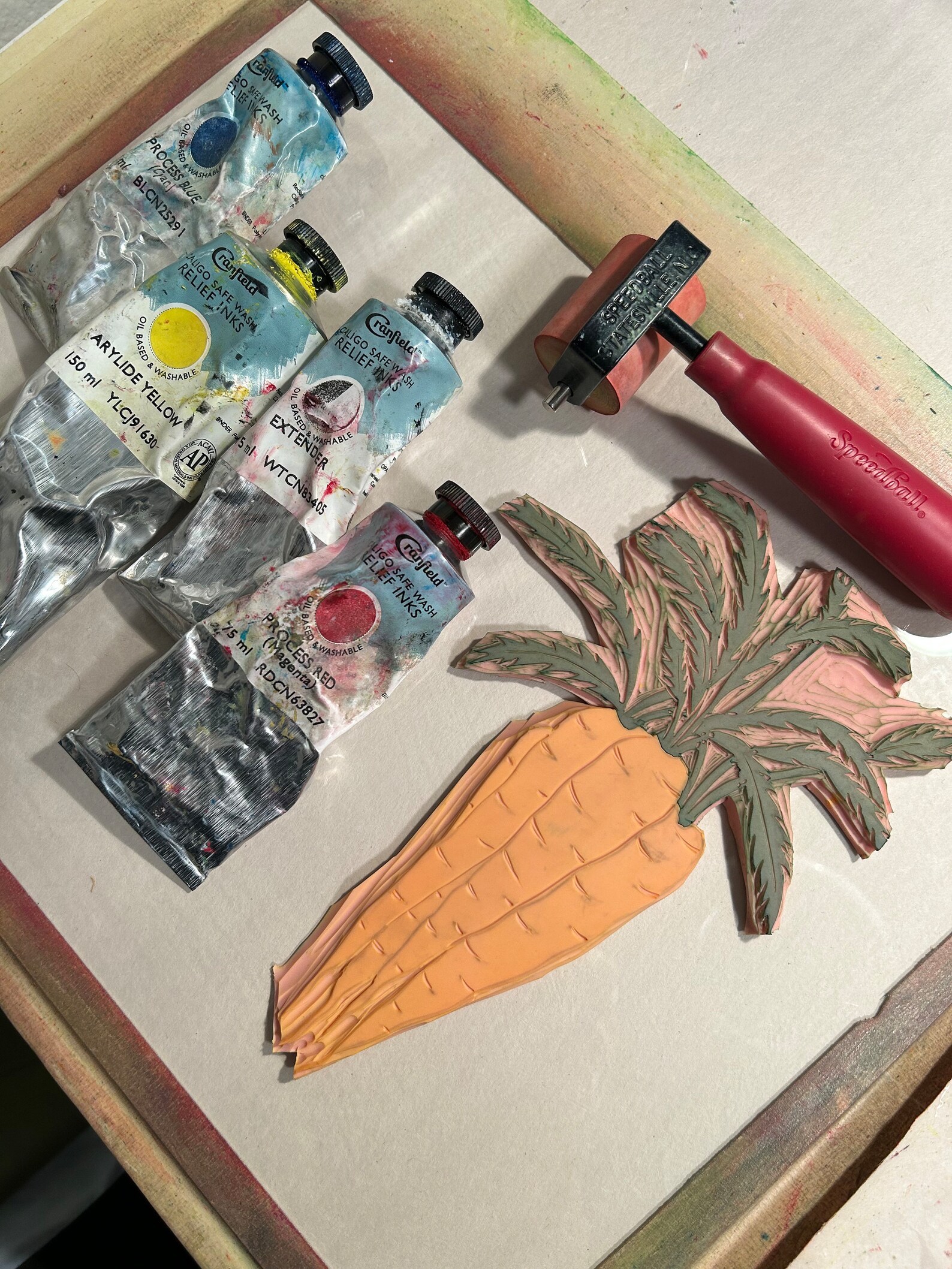 Block Print | Carrots | Handmade Original Artwork | Unframed - Etsy
