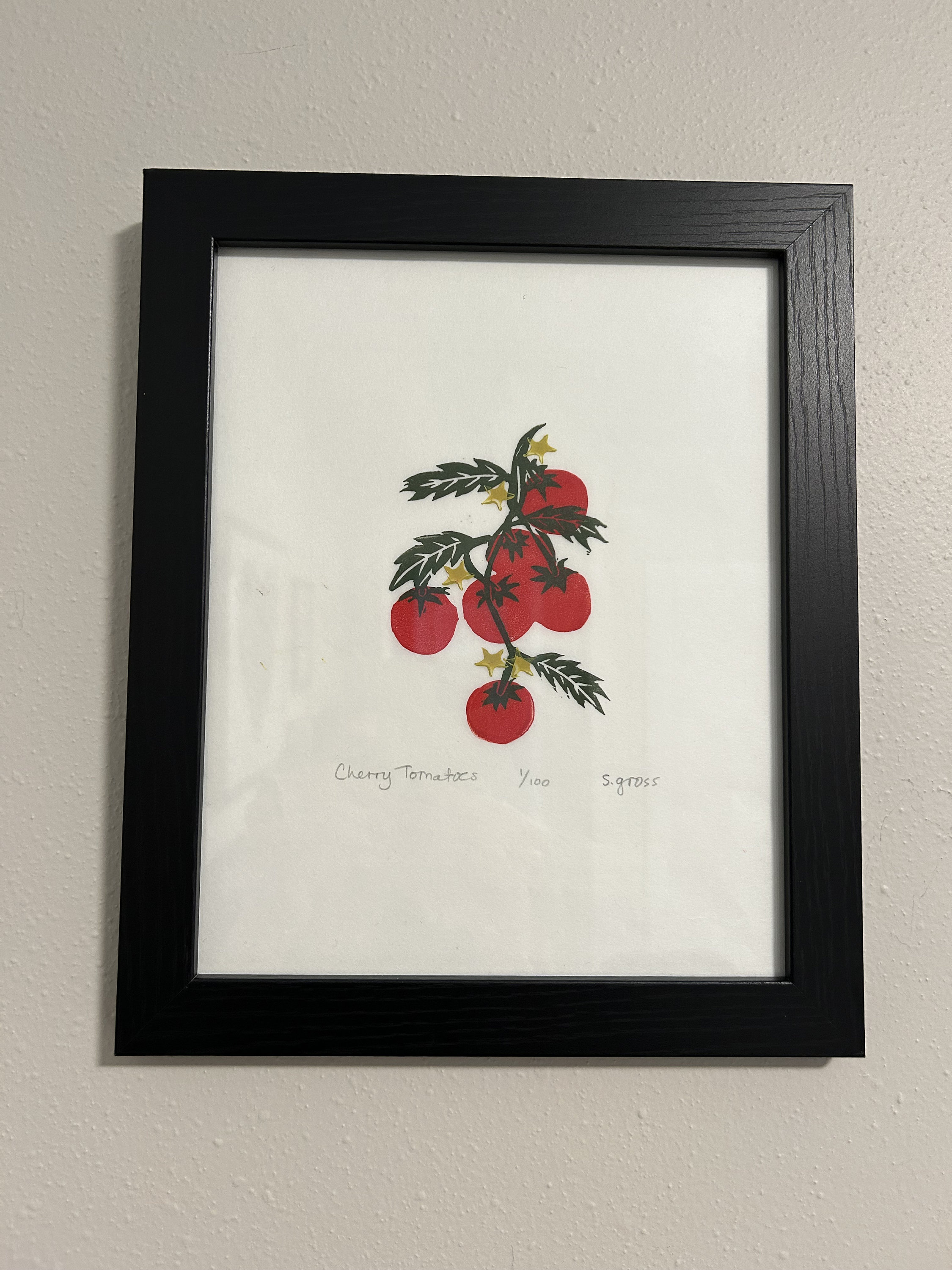 Block Print | Cherry Tomatoes | Handmade Original Artwork | Unframed - Etsy