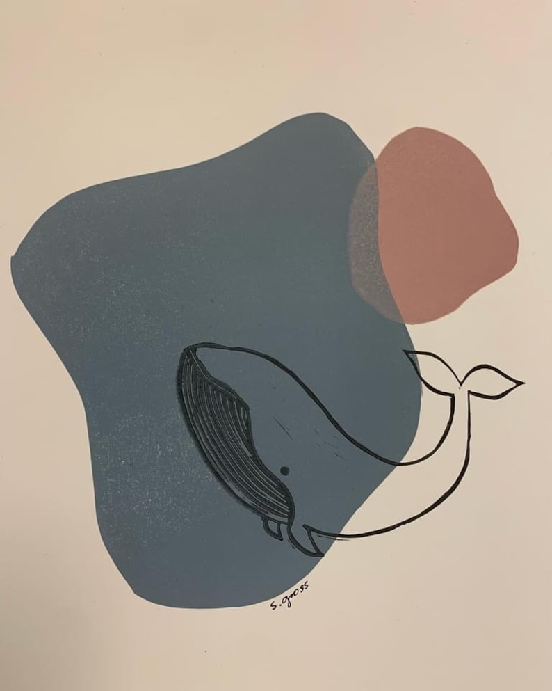 Block Print Rabbit Whale and Owl Original Handmade - Etsy