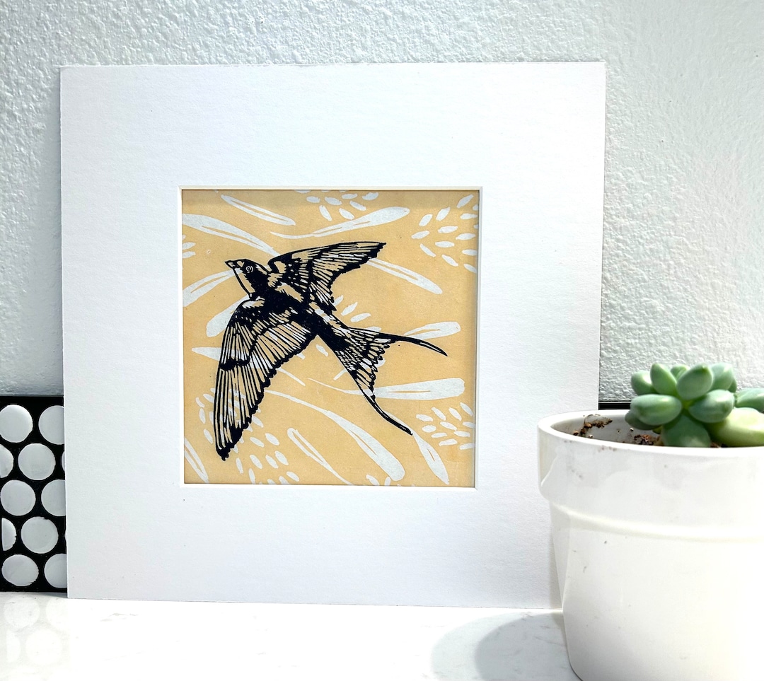 Linocut Print | Barn Swallow | Handmade Original Art | Unframed - Etsy