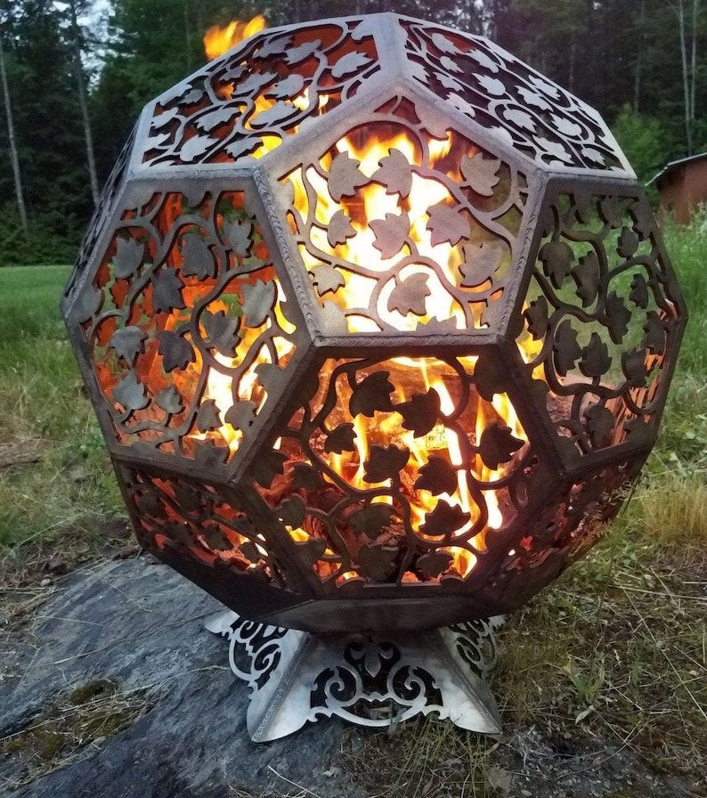 Handcrafted Decorative Round Steel Firepit With Wildlife, Flower or ...