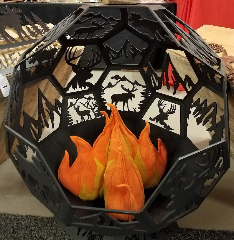 Handcrafted Decorative Round Steel Firepit With Wildlife, Flower or ...