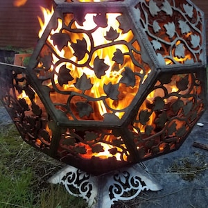 Handcrafted Decorative Round Steel Firepit With Wildlife, Flower or ...