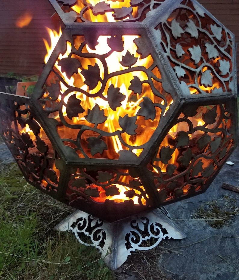 Handcrafted Decorative Round Steel Firepit With Wildlife, Flower or ...