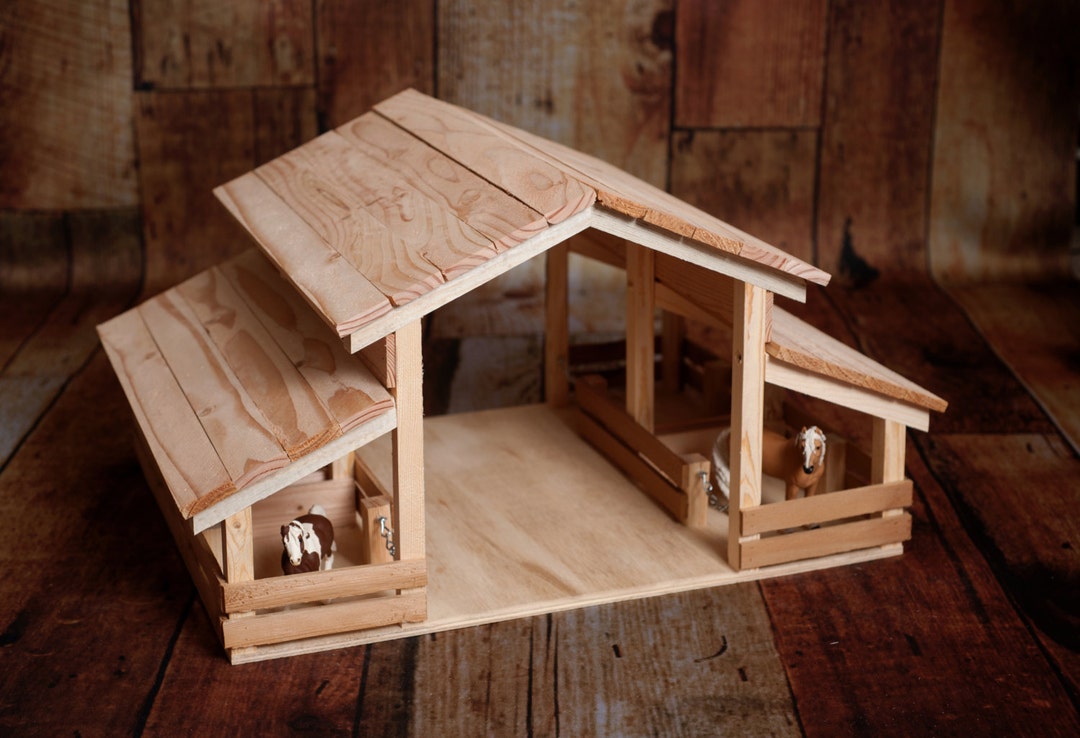 Wood Toy Barn With 4 Stalls - Etsy