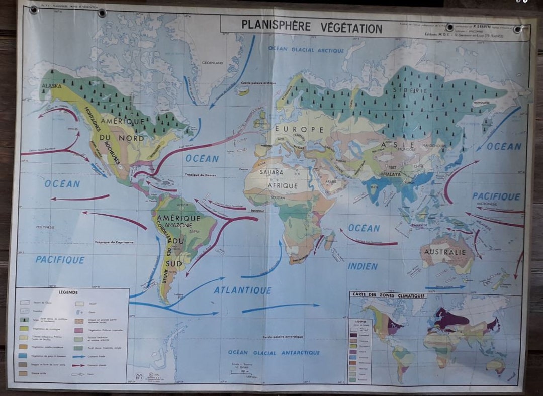 Double-sided Card Entitled Planisphere Physique on the Front and ...