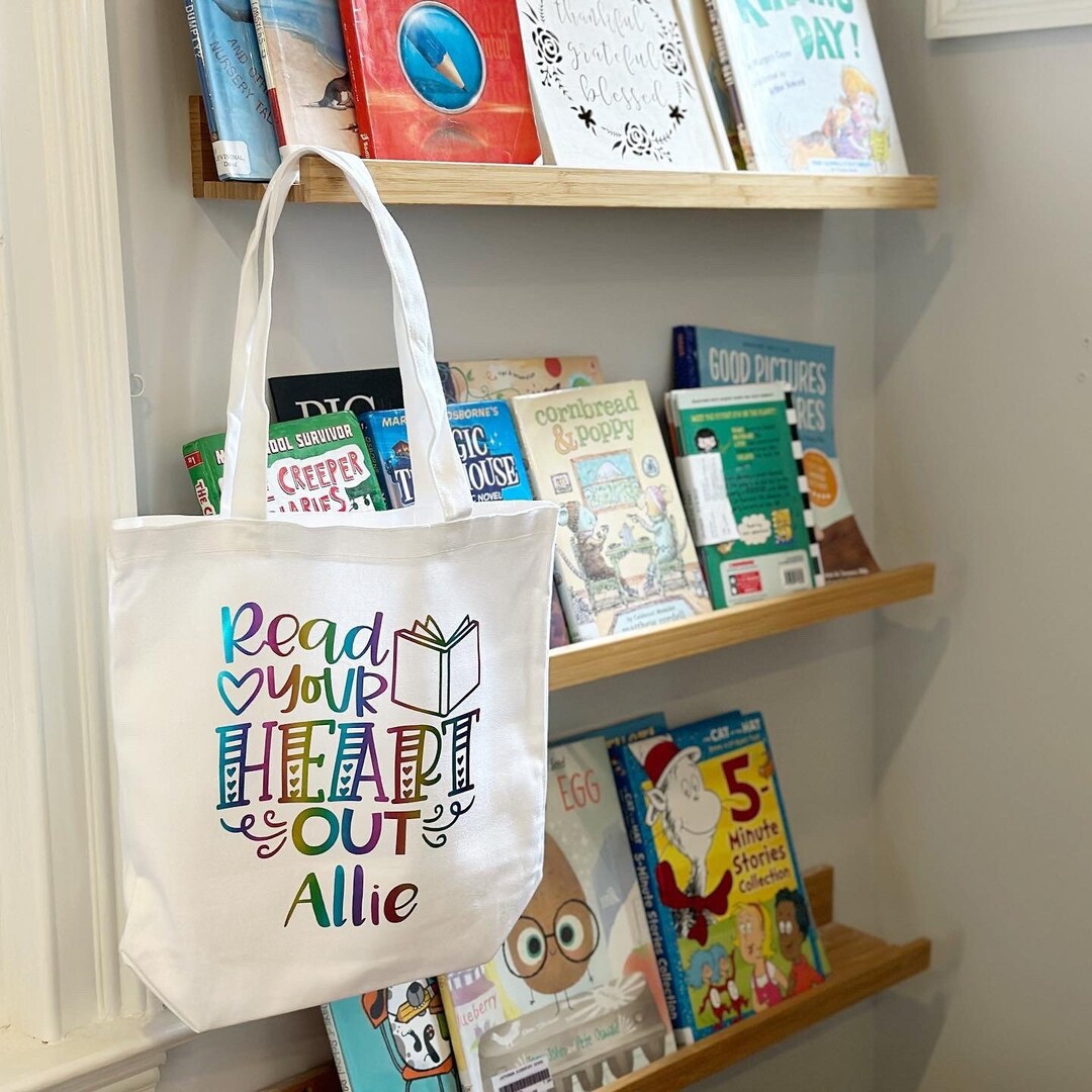 Personalized Library Bag Read Your Heart Out, Tote Bag for Kids ...