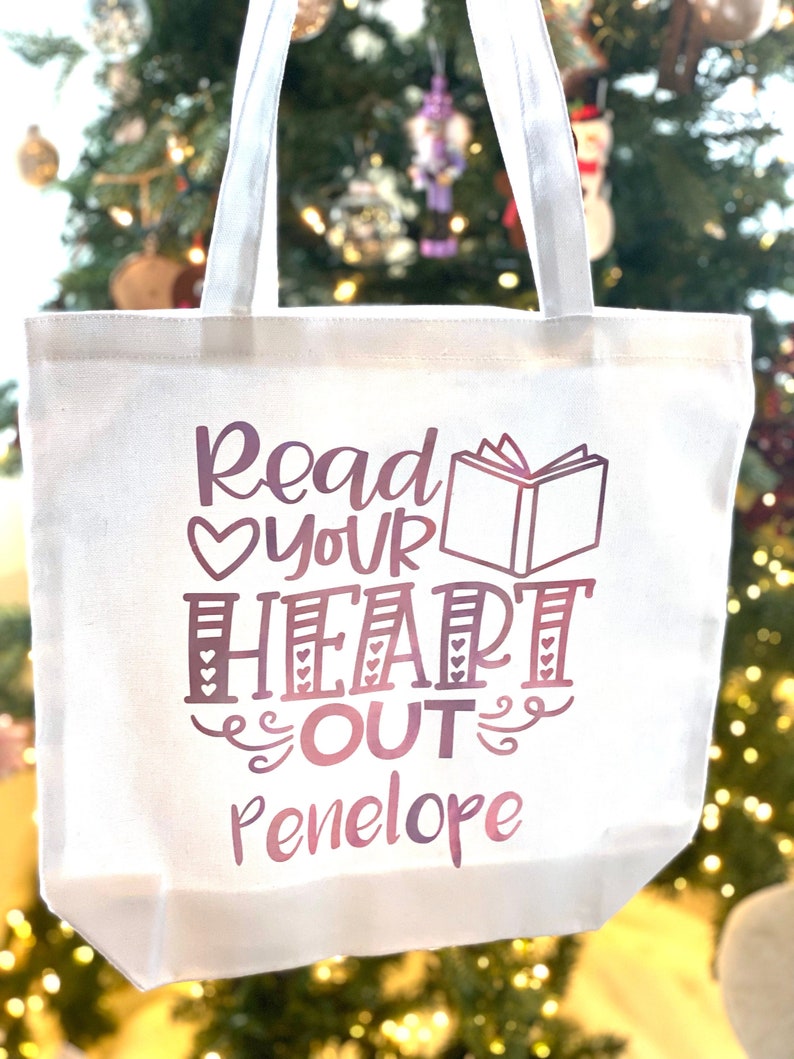 Personalized Library Bag - Read Your Heart Out, Tote Bag for Kids ...