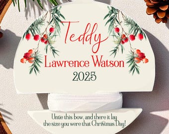 Childs Height Bauble Personalised Christmas Decoration 2025 Ribbon Baby ...