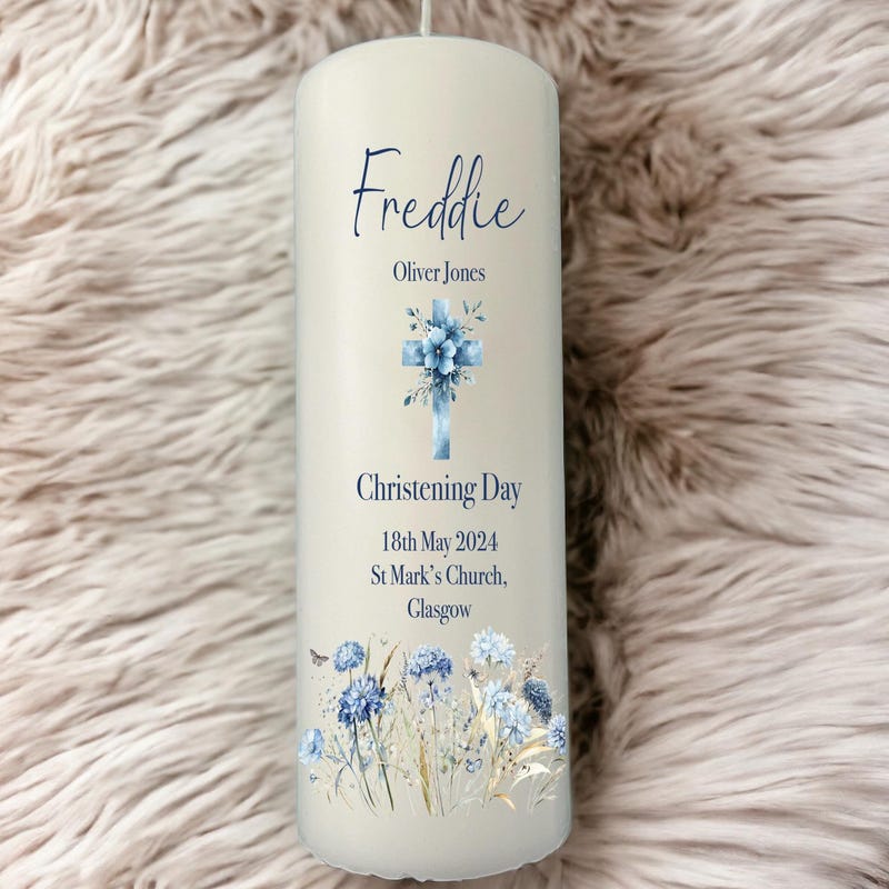 Christening Candle With Deco - Etsy UK