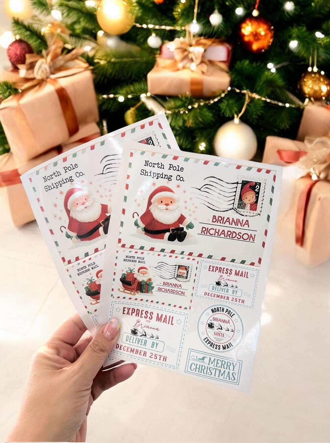 Personalised Christmas Postage Labels, Santa Sticky Labels Santa Mail ...