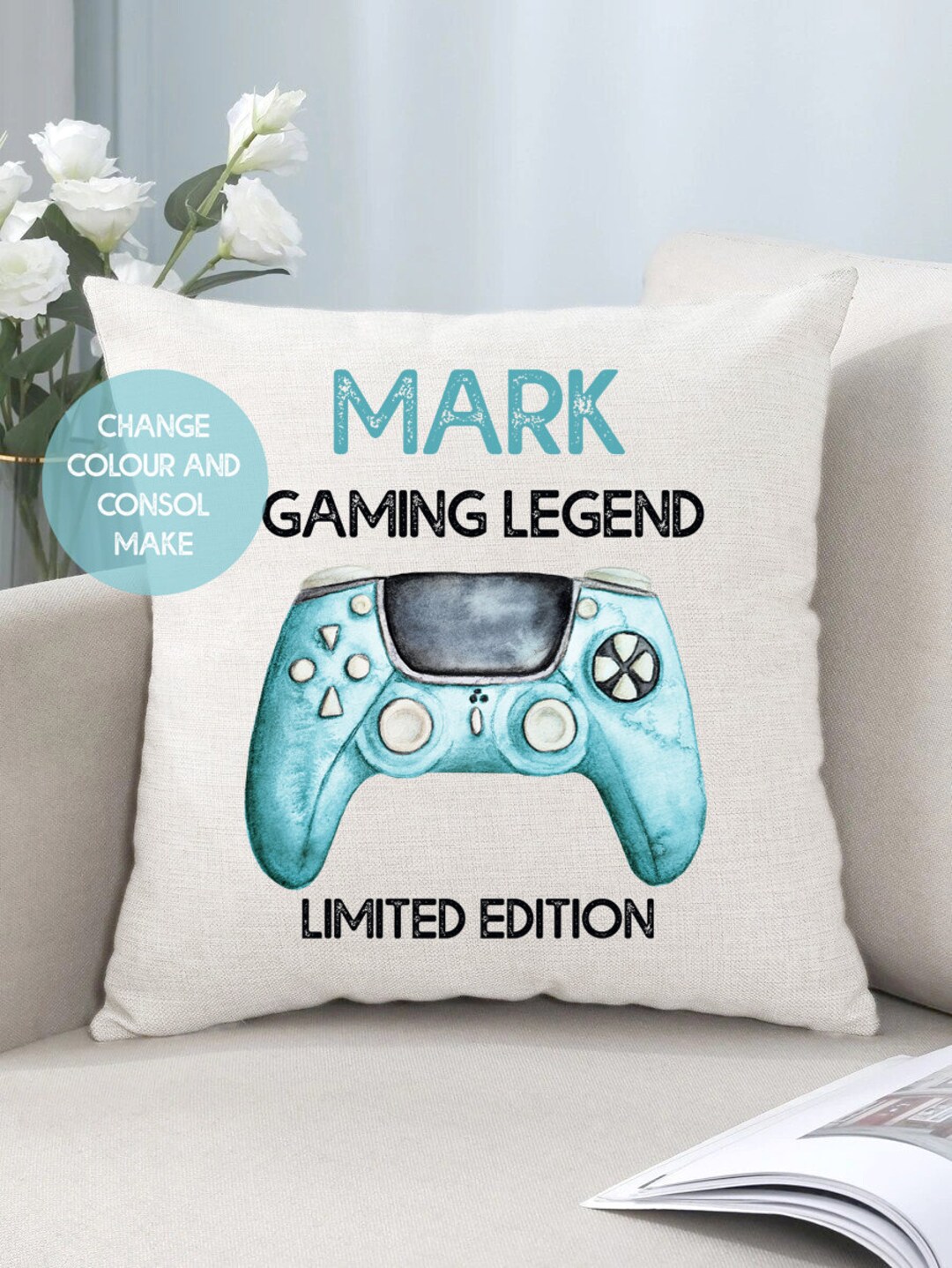 Personalised Gamer Cushion, Pillow, Gift, Boy or Girl,name, Birthday ...