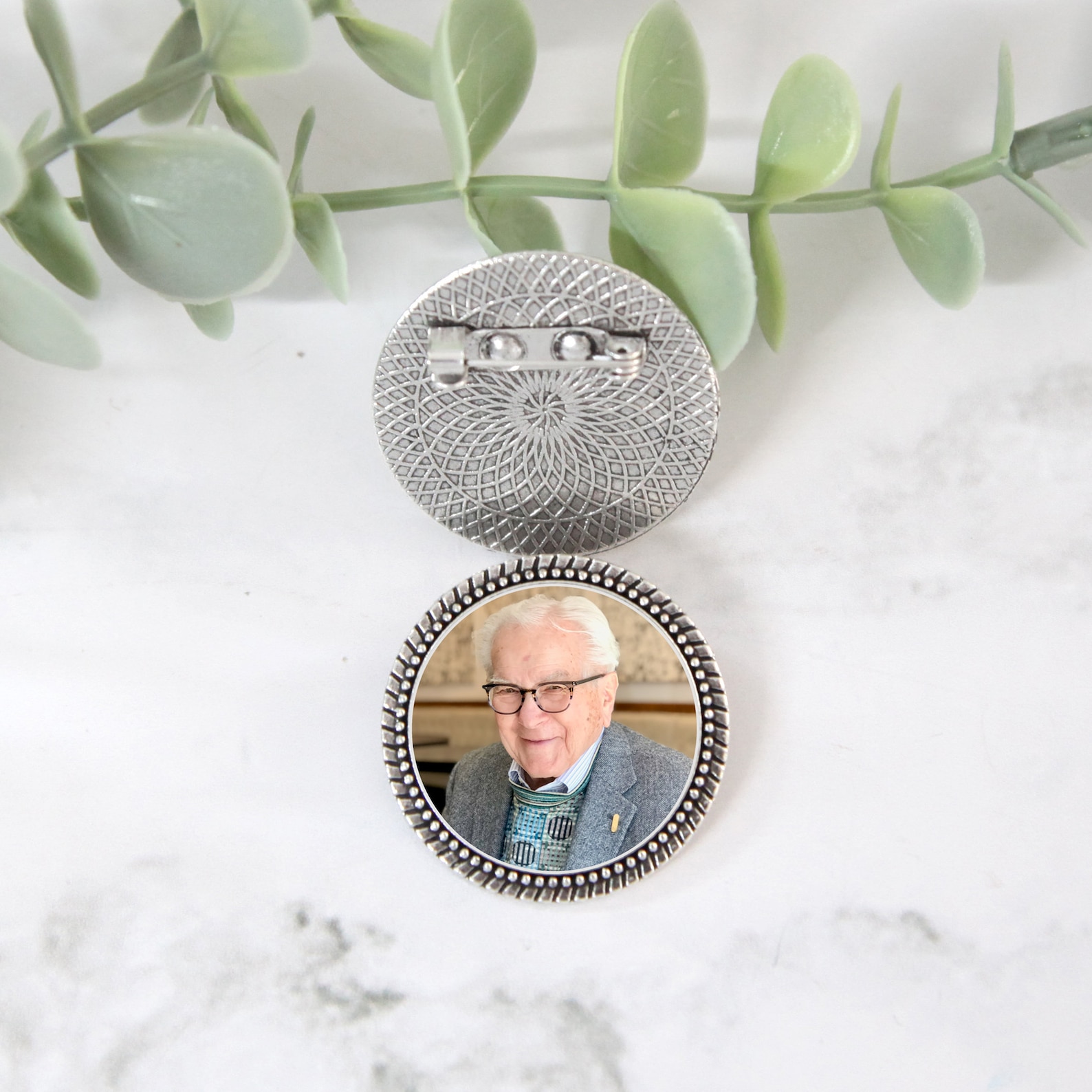 Personalised Groom Photo Charm, Button Hole, Tie Pin, Lapel, Memorial ...