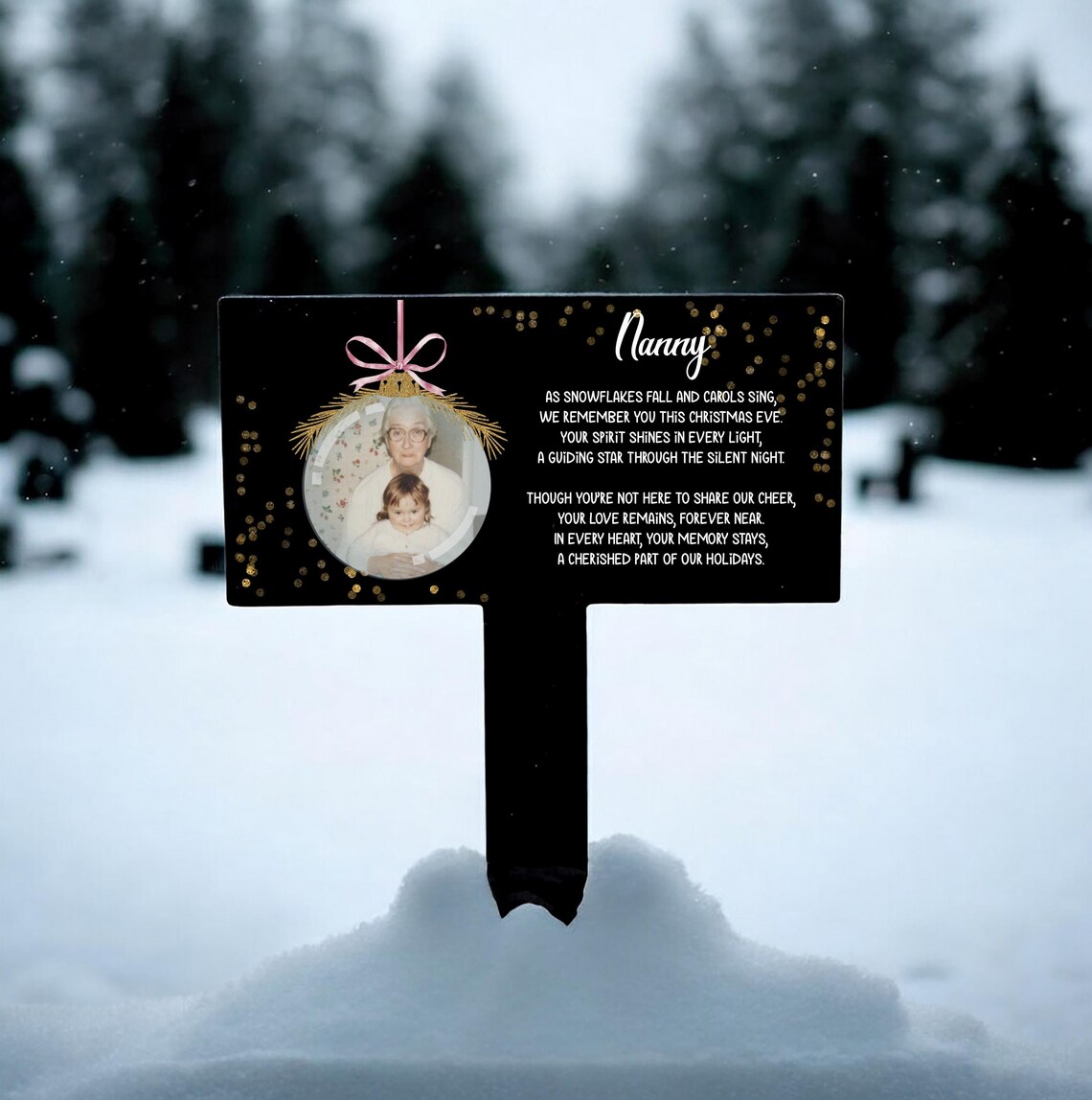 Personalised Christmas Grave Stake Marker Headstone Memorial Plaque ...
