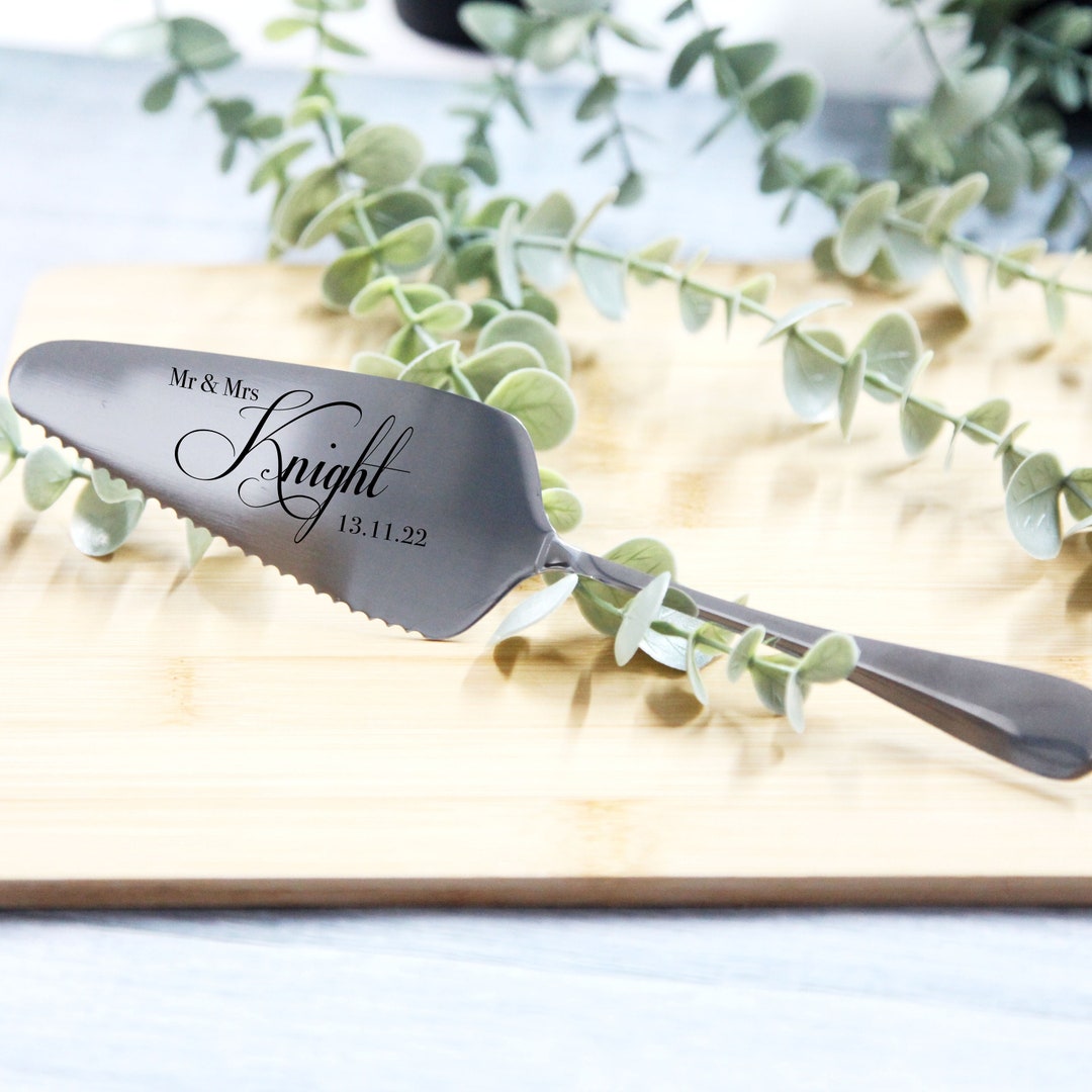 Personalised Engraved Wedding Cake Server Bride Groom Wedding ...