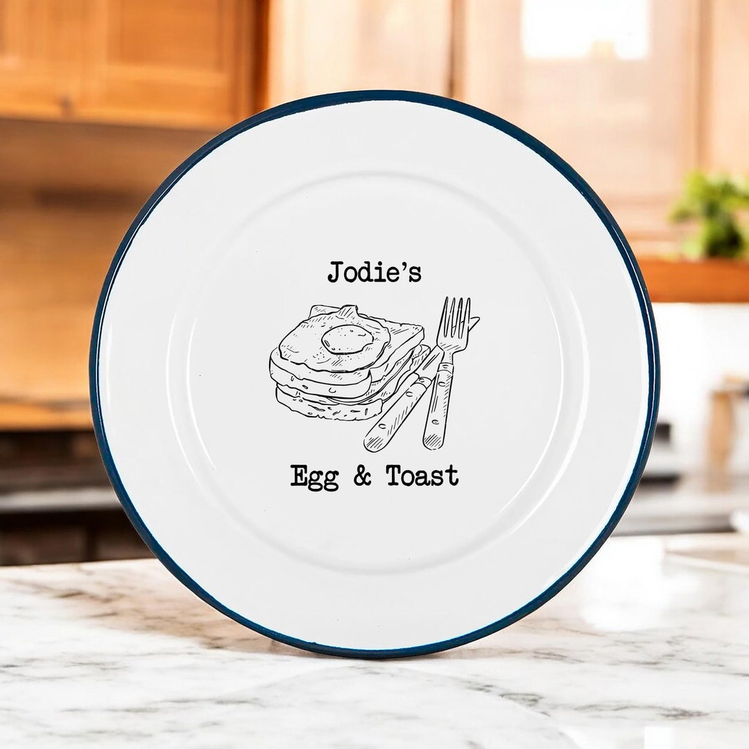 Personalised Engraved Plate, Enamel, Waffles Housewarming, Breakfast ...