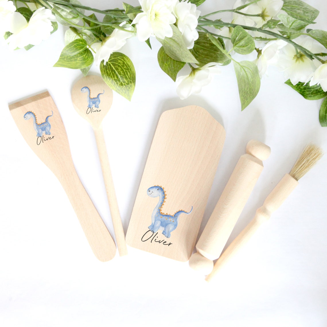 Personalised Kids Dinosaur Baking Set, Children's Kit, Apron, Your Name ...