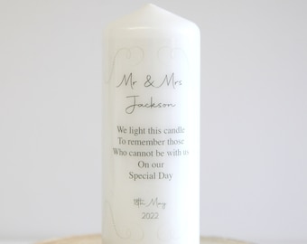 Large Personalised in Loving Memory Remembrance Candle Wedding | Etsy