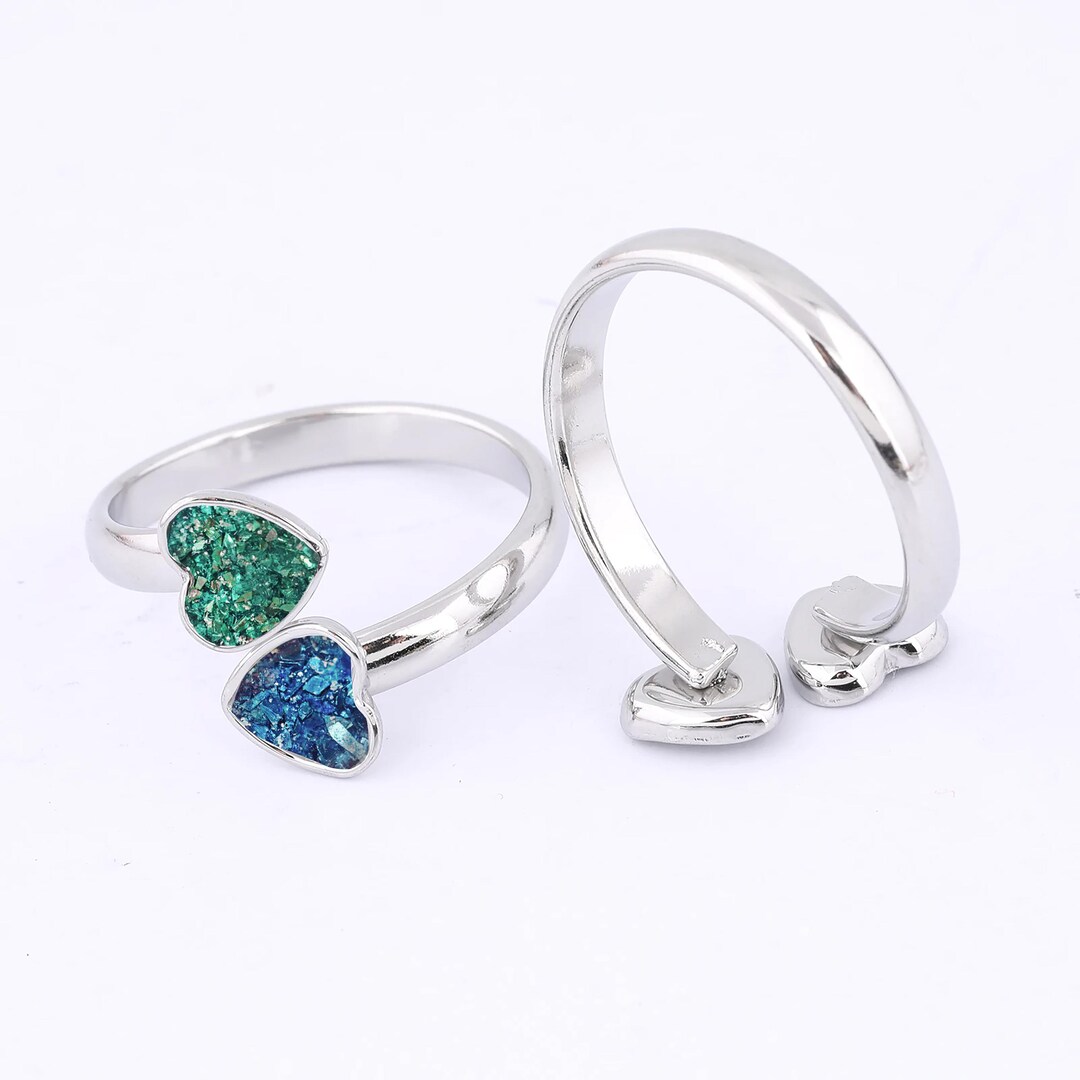 Personalised Double Heart Ashes Ring, Adjustable, Memorial, Remains ...