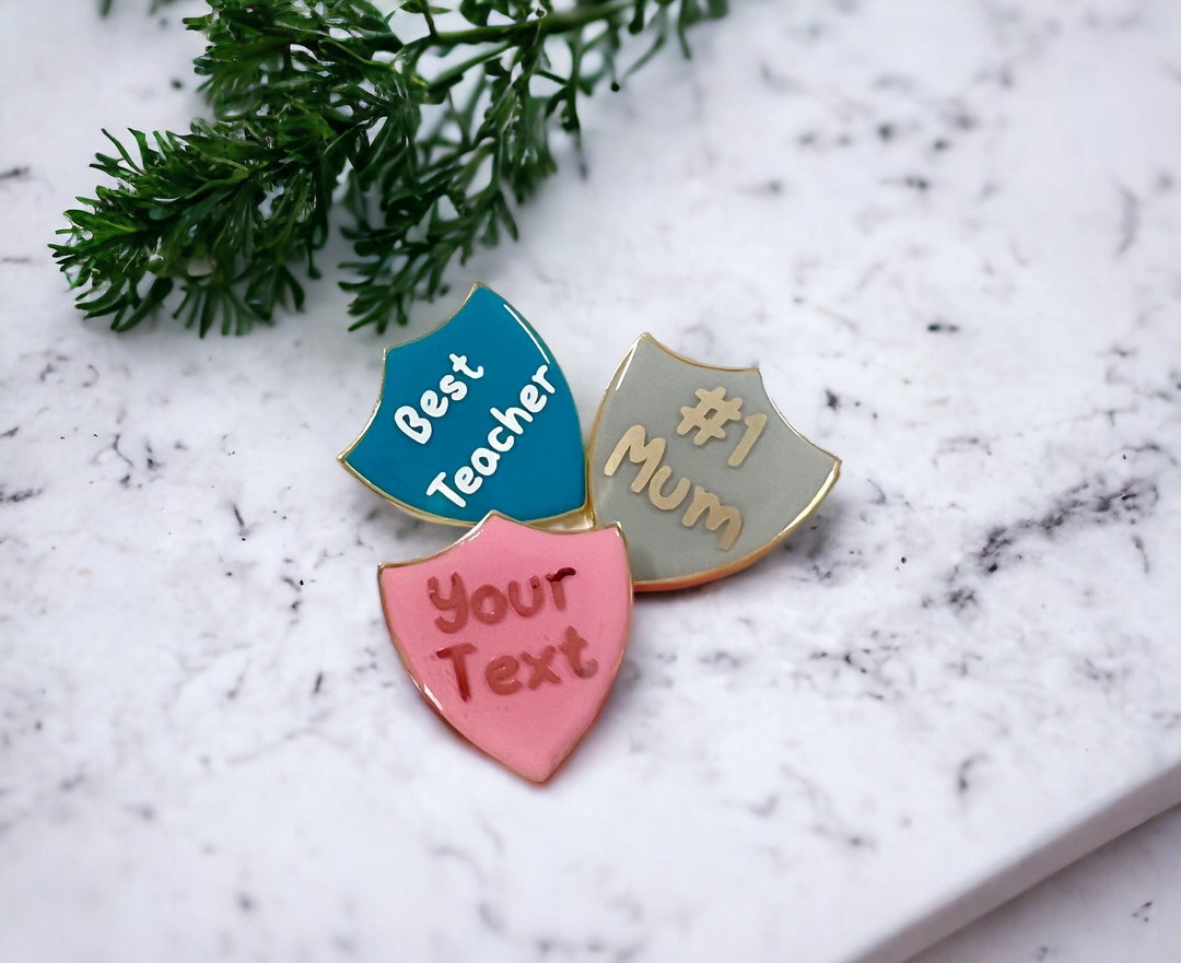 Personalised Enamel Pin Badge, Button, Gift, School Shield, Prefect ...